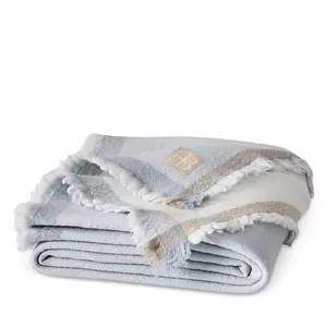 BOLL & BRANCH Lave Wool Throw Blanket - Hydrangea/cream