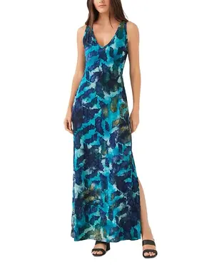 Karen Kane Side Slit Maxi Dress - Teal