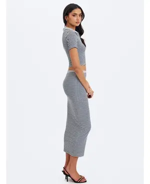 MISS CIRCLE Westlyn Lyocell Jersey Striped Maxi Skirt