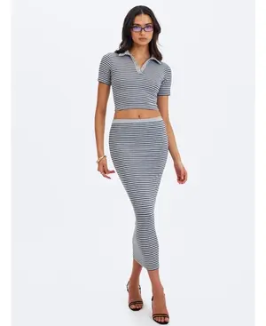 MISS CIRCLE Westlyn Lyocell Jersey Striped Maxi Skirt