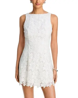 Aqua Lace 3d Flower Mini Dress Exclusive - White