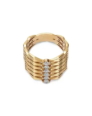 Bloomingdale'S Diamond Column Multirow Statement Ring In 14k Yellow