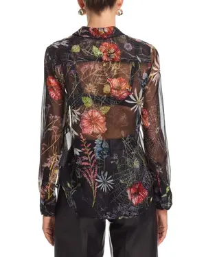 Alexander McQueen Silk Spiderweb Floral Shirt - Black