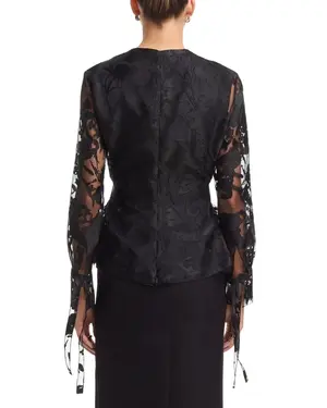 Alexander McQueen Floral Lace Long Sleeve Top