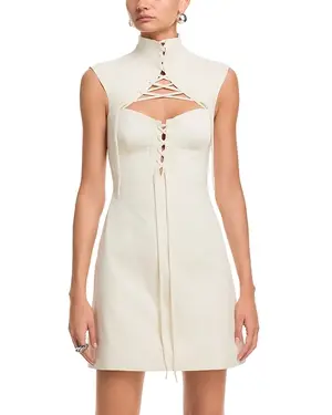 Alexander McQueen Cutout Corset Cotton Mini Dress - White/multi