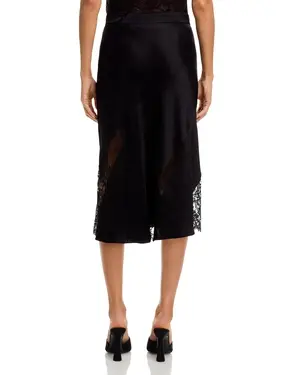 Alexander McQueen Fluid Midi Skirt With Lace Inset