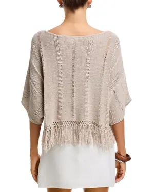 Velvet By Graham & Spencer Boat Neck Sweater With Fringe Detail