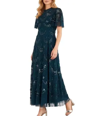 NEEDLE & THREAD Carmen Ruffle Maxi Dress - Emerald