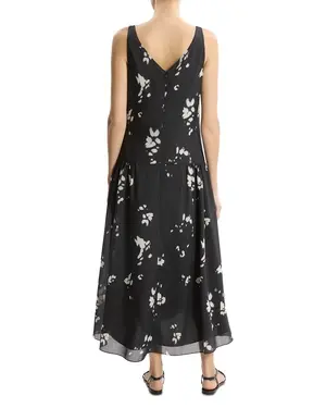 Theory Sleeveless V-neck Printed Midi Dress