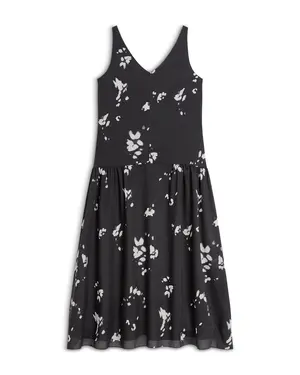 Theory Sleeveless V-neck Printed Midi Dress