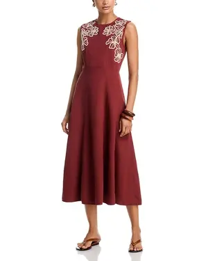 Tanya Taylor Sloane Midi Dress - Redwood