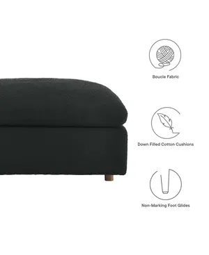 MODWAY Commix Down Filled Overstuffed Boucle Fabric Ottoman - Black