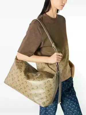 MARINE SERRE Faded Moon Leather Messenger Bag