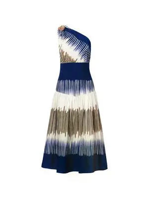 Silvia Tcherassi Catalina Abstract One-shoulder Midi Dress - Blue
