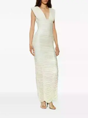 Versace Ruched V-neck Maxi Dress