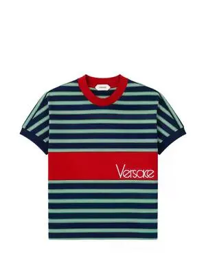 Versace Striped Intarsia Cotton T-shirt - Blue