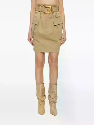 Balmain Belted Paperbag Waist Skirt