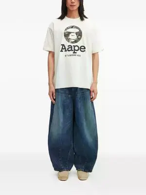 AAPE BY *A BATHING APE Logo-print T-shirt - Neutrals