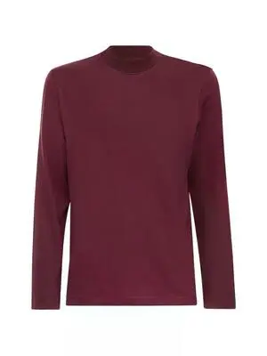 Brunello Cucinelli Cotton Jersey Long-sleeve Mock-neck T-shirt - Red