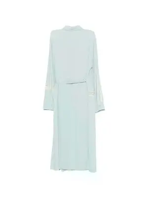 SEMICOUTURE Belted Shirt Dress With Lace Trim - Blue