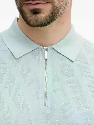 Karl Lagerfeld Monogram-jacquard Quarter-zip Polo Shirt