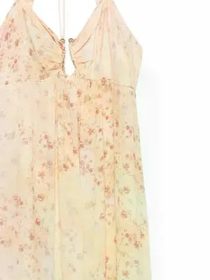 Ba&sh Beige Floral Print Halterneck Dress