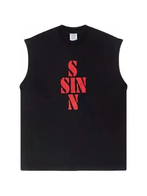 Vetements Sin Graphic Sleeveless Vest - Black