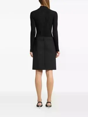 COURREGES Ribbed Knit Mock Neck Sweater With Slash Detail