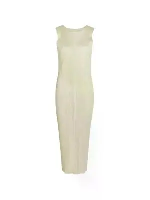 Issey Miyake Pleated Sleeveless Midi Dress - Neutrals