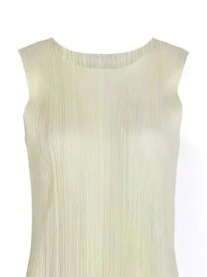 Issey Miyake Pleated Sleeveless Midi Dress - Neutrals