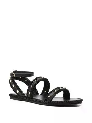 Valentino Garavani Rockstud Flat Sandals - Black