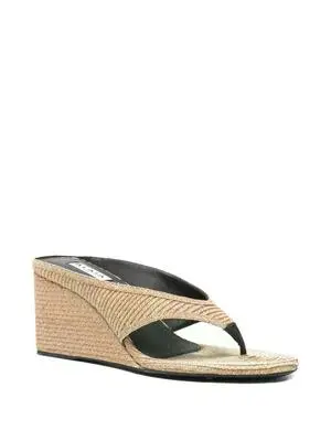 Alaïa Thong Wedge Sandals - Neutrals