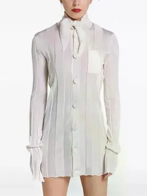 ROT Ribbed Tie-collar Shirt - Neutrals