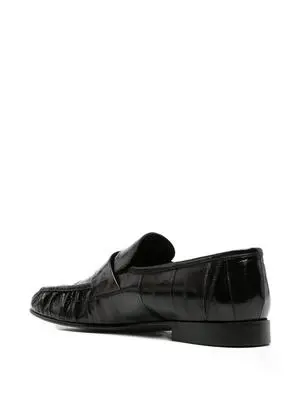 THE ROW Leather Ruffle Detail Loafers
