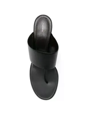THE ROW Leather Sculpted Heel Sandals