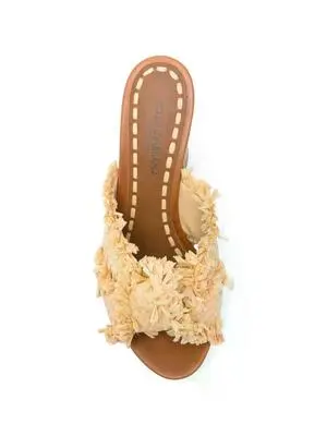 Dolce & Gabbana Beige Frayed Platform Sandals
