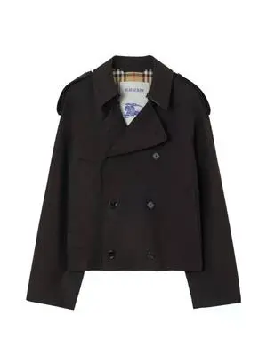 Burberry Cropped Tropical Gabardine Leadenham Trench Coat - Black