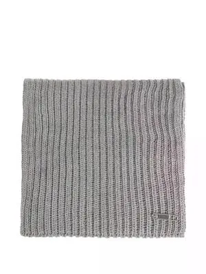 Givenchy Logo-plaque Ribbed-knit Scarf - Grey