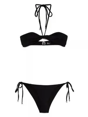 Lisa Marie Fernandez Crepe String Bikini With Embellished Trims
