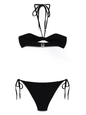 Lisa Marie Fernandez Crepe String Bikini With Embellished Trims