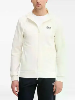 EA7 Logo Print Zip-up Hoodie