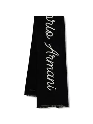 EA7 Logo-script Frayed-edge Scarf