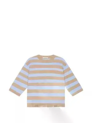 Malìparmi Striped Three-quarter Sleeve T-shirt - Neutrals