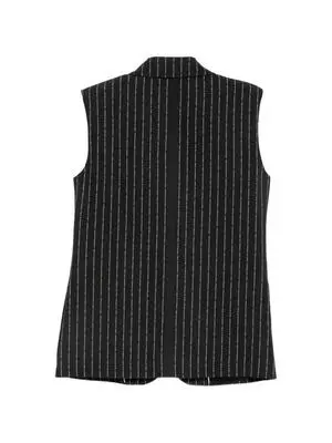 Karl Lagerfeld Logo Pinstripe Tailored Sleeveless Blazer