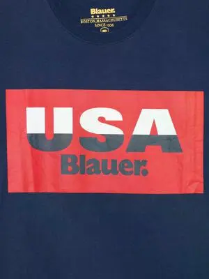 BLAUER. Logo-print Cotton T-shirt