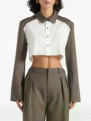 Manière De Voir Bernadette Cropped Houndstooth Shirt