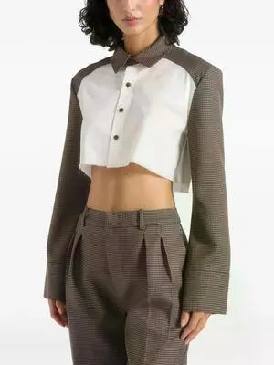 Manière De Voir Bernadette Cropped Houndstooth Shirt