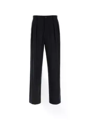 Emporio Armani Pleated Wool Trousers - Blue