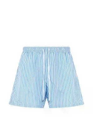 Fedeli Striped Drawstring Swim Shorts - Blue