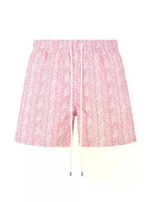 Fedeli Leaf-print Swim Shorts - Pink